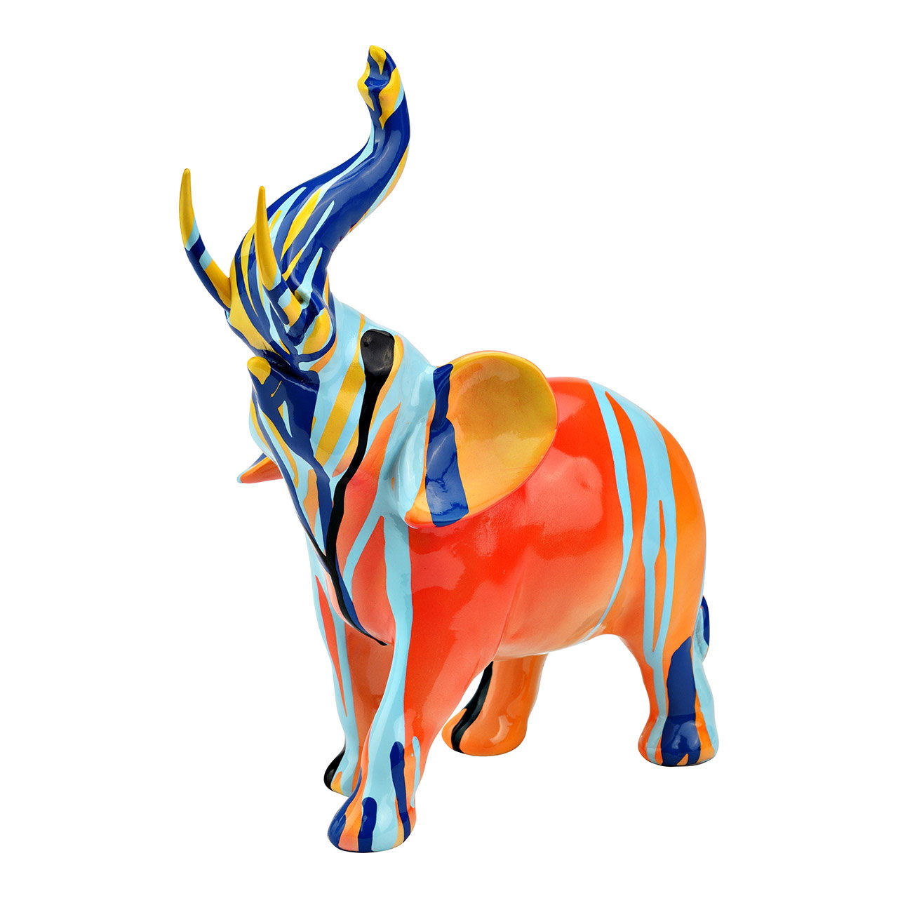 Elephant made of poly, red/blue (W/H/D) 21x25x11cm | 10045154