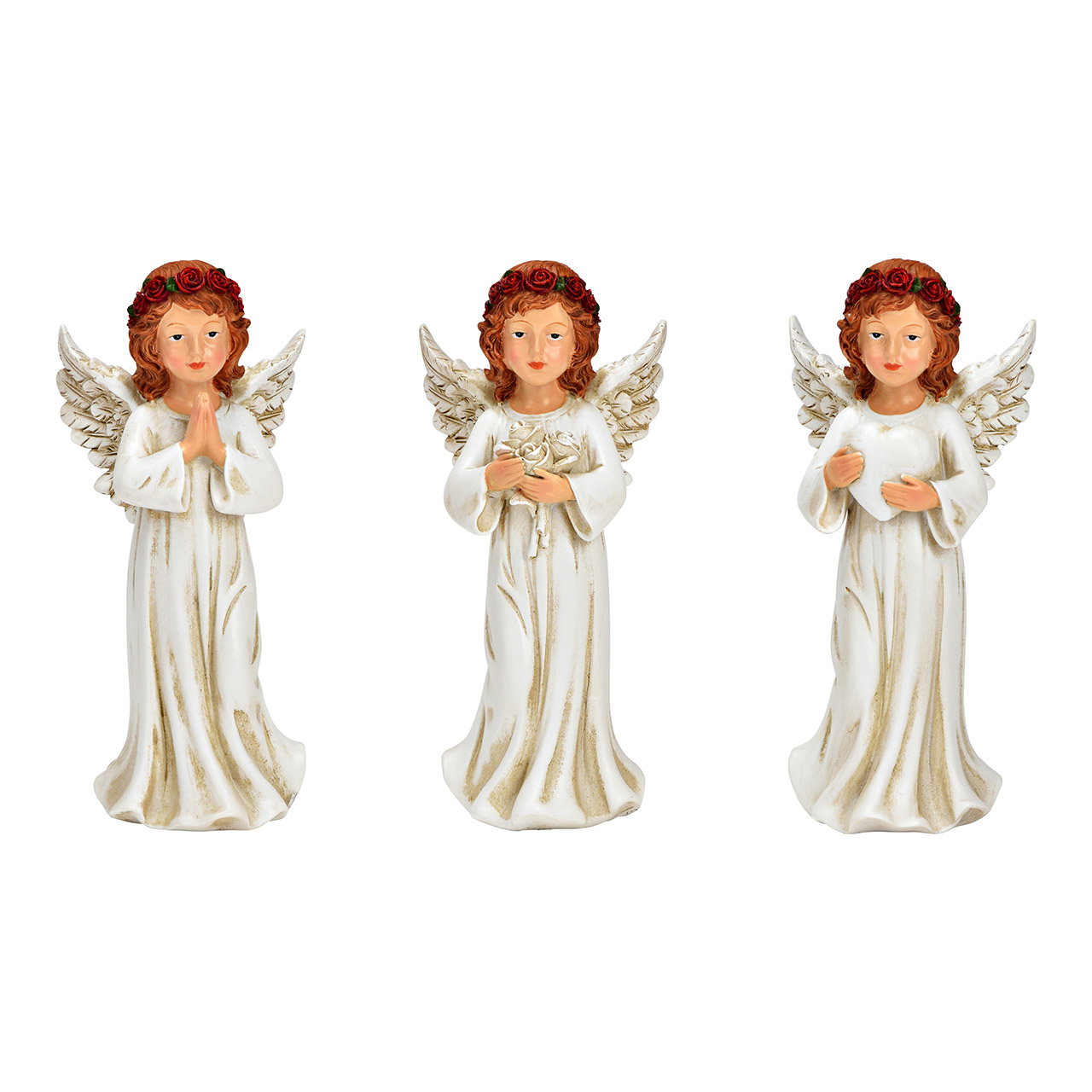 Angel figurine made of poly 3-fold, white (W/H/D) 5x12x5cm | 10042698