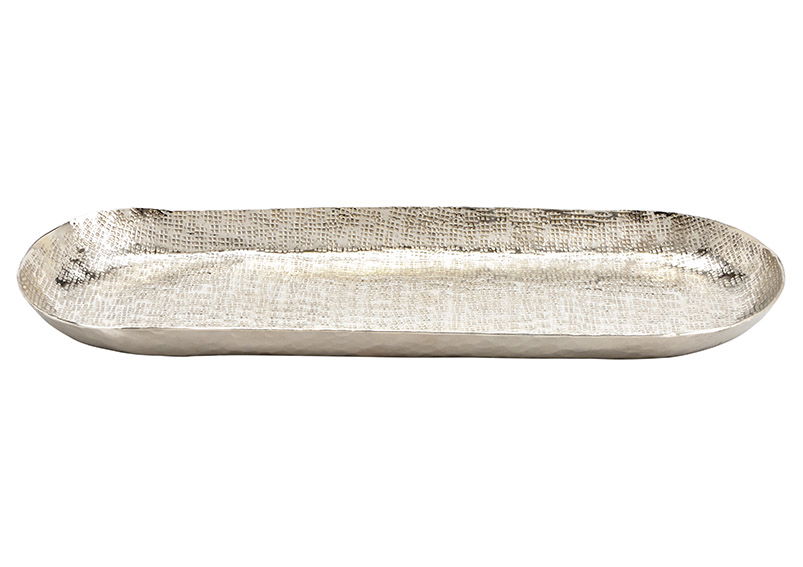 Deko Schale aus Metall Silber (B/H/T) 58x2,5x18cm | 10032908