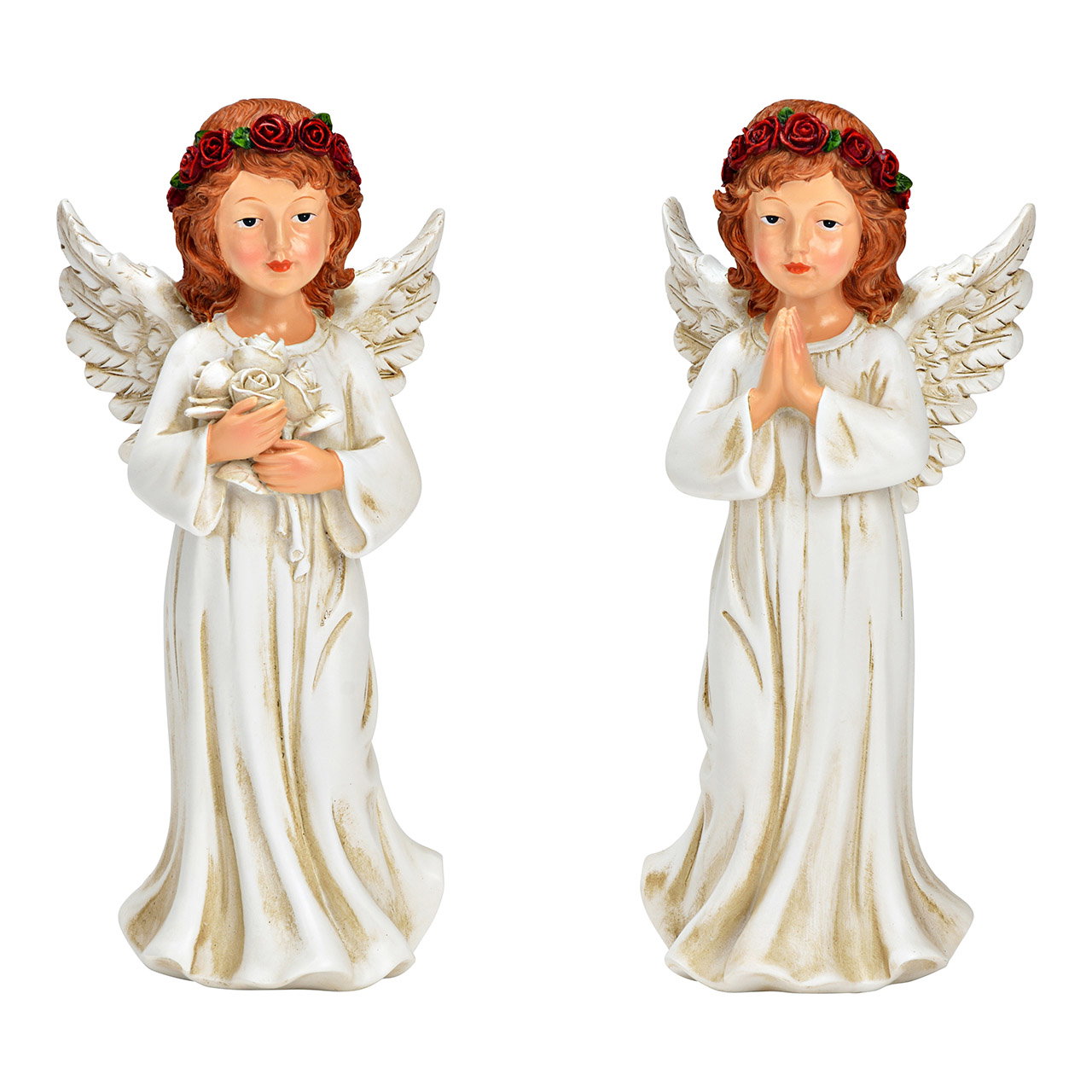 Figure angel made of poly 2-fold, white (W/H/D) 7x17x6cm | 10042699