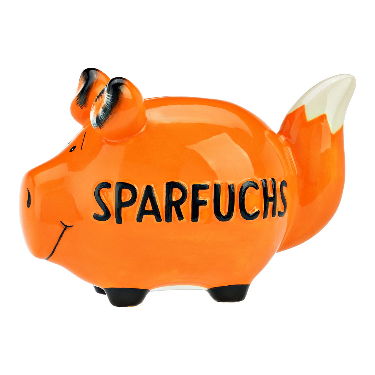 Sparschwein "SPARFUCHS" aus Keramik, Orange (B/H/T) 15x9x9cm | 10045077