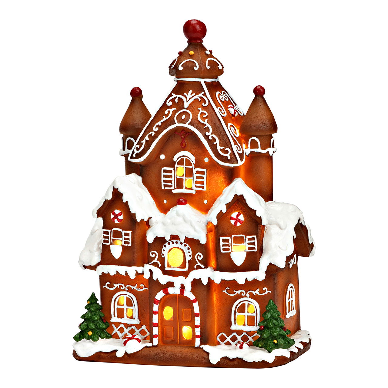 LED gingerbread house (excl. 2xLR44) made of poly, brown (W/H/D ...