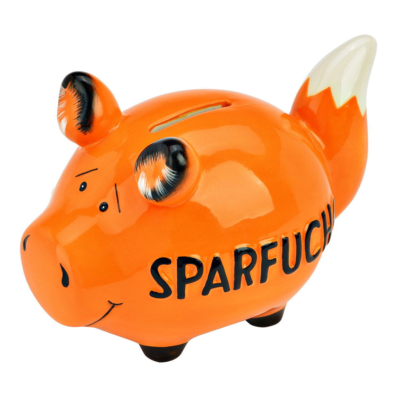 Sparschwein "SPARFUCHS" aus Keramik, Orange (B/H/T) 15x9x9cm | 10045077