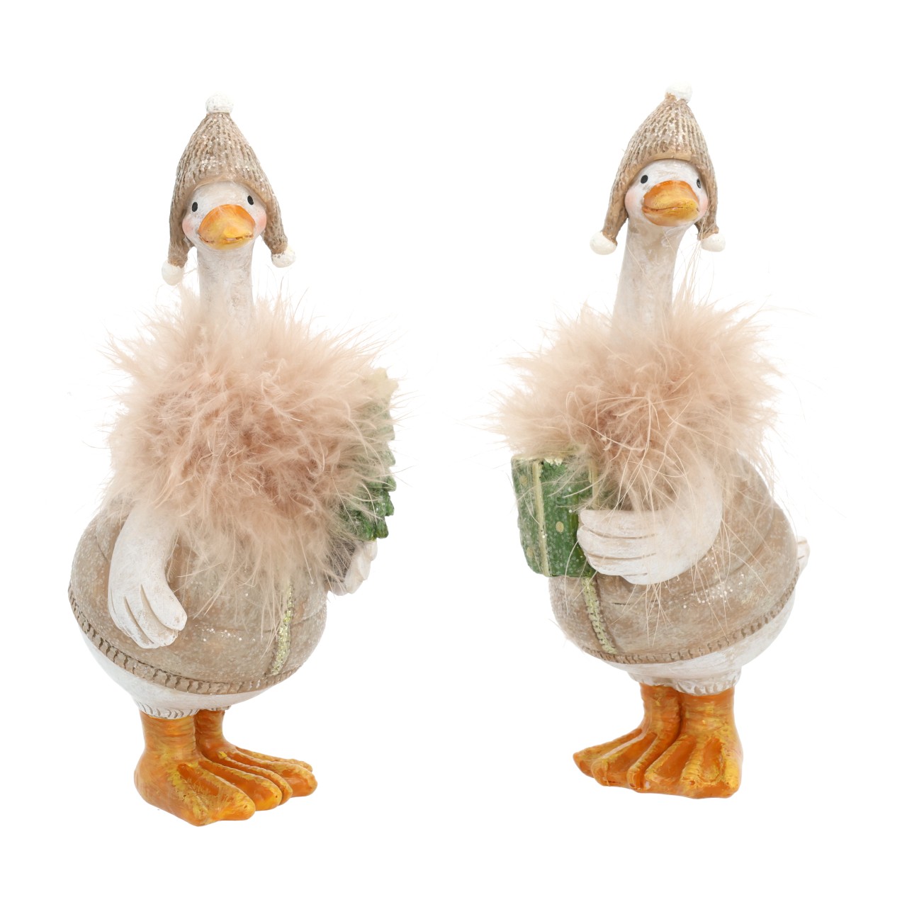 Ente mit Mütze aus Poly Beige 2-fach sortiert (B/H/T) 8x17x7cm | 10046229