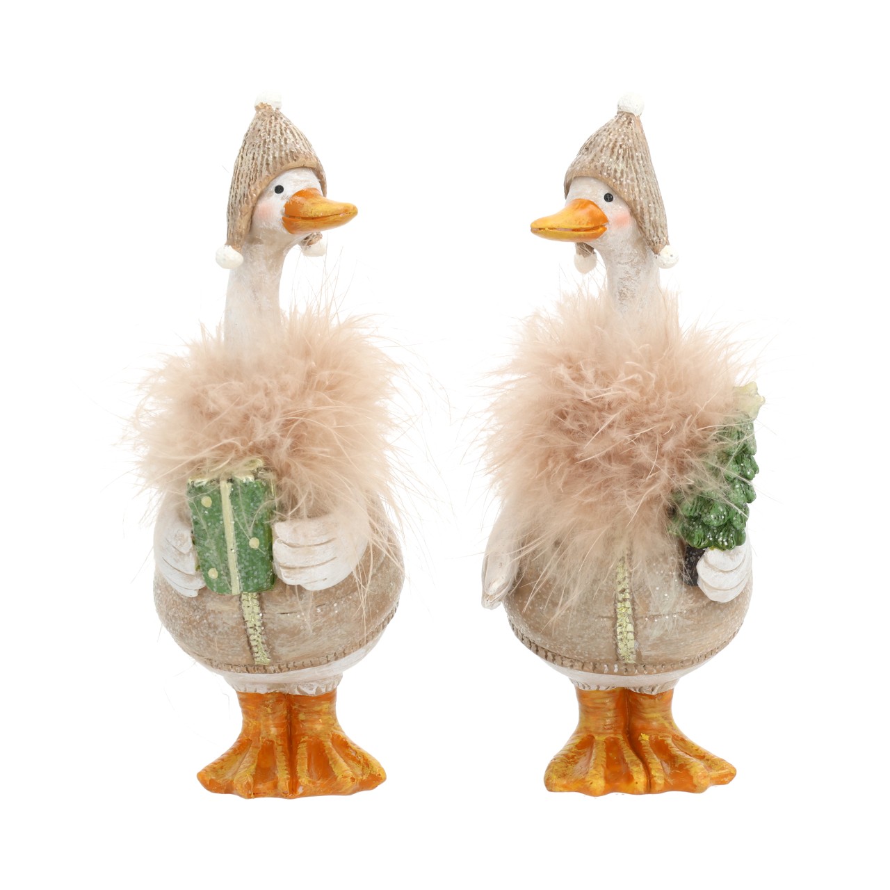 Ente mit Mütze aus Poly Beige 2-fach sortiert (B/H/T) 8x17x7cm | 10046229