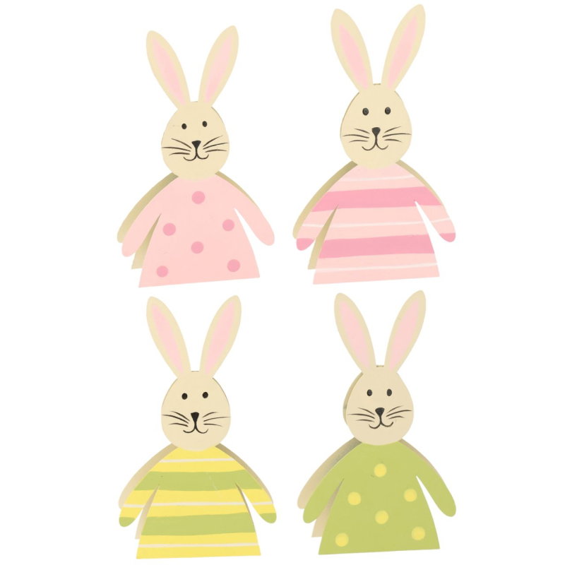 Metal rabbit pink/pink 2 assorted (W/H/D) 7x11x2cm | 10049019