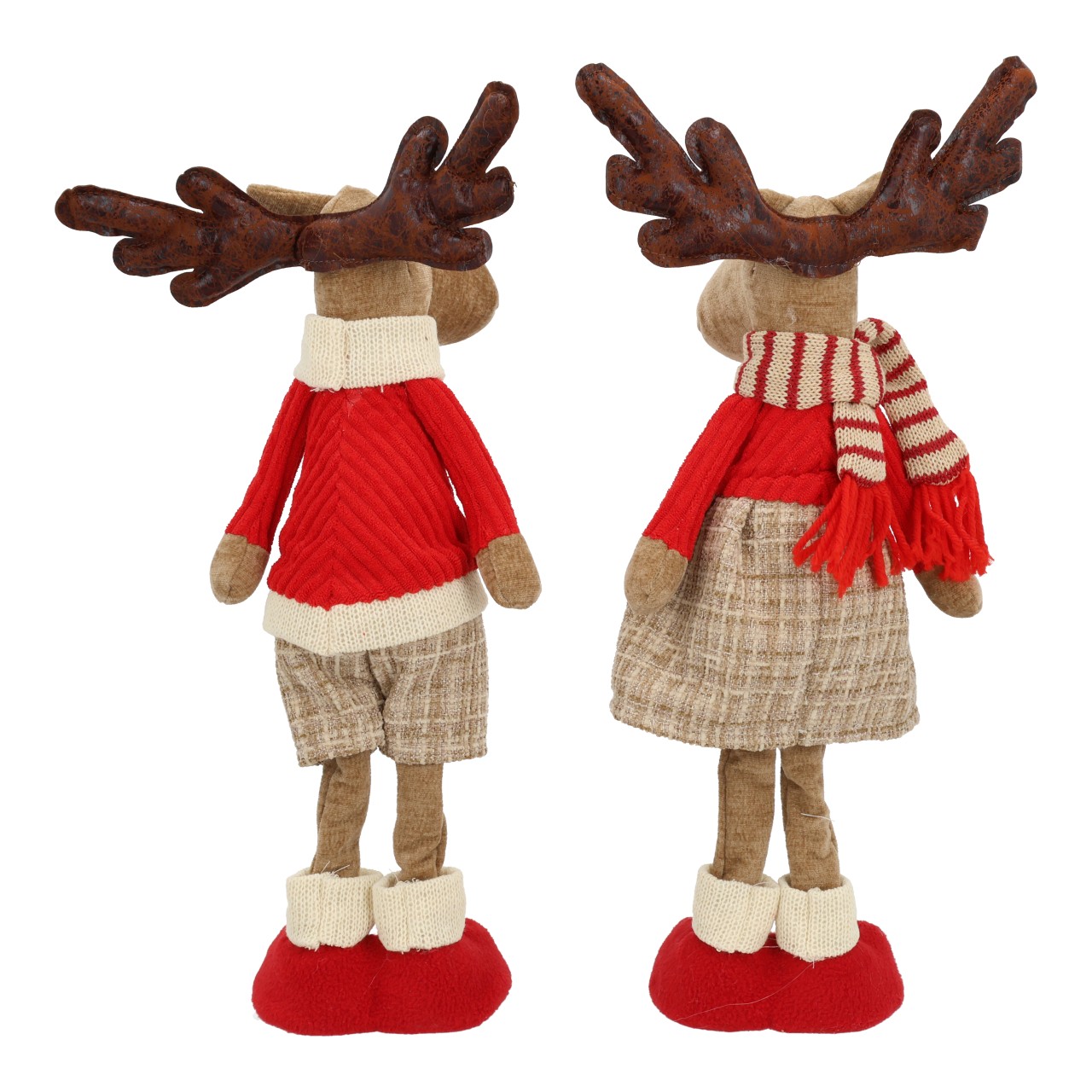 Reindeer standing made of textile brown 2 assorted (W/H/D) 20x40x12cm ...